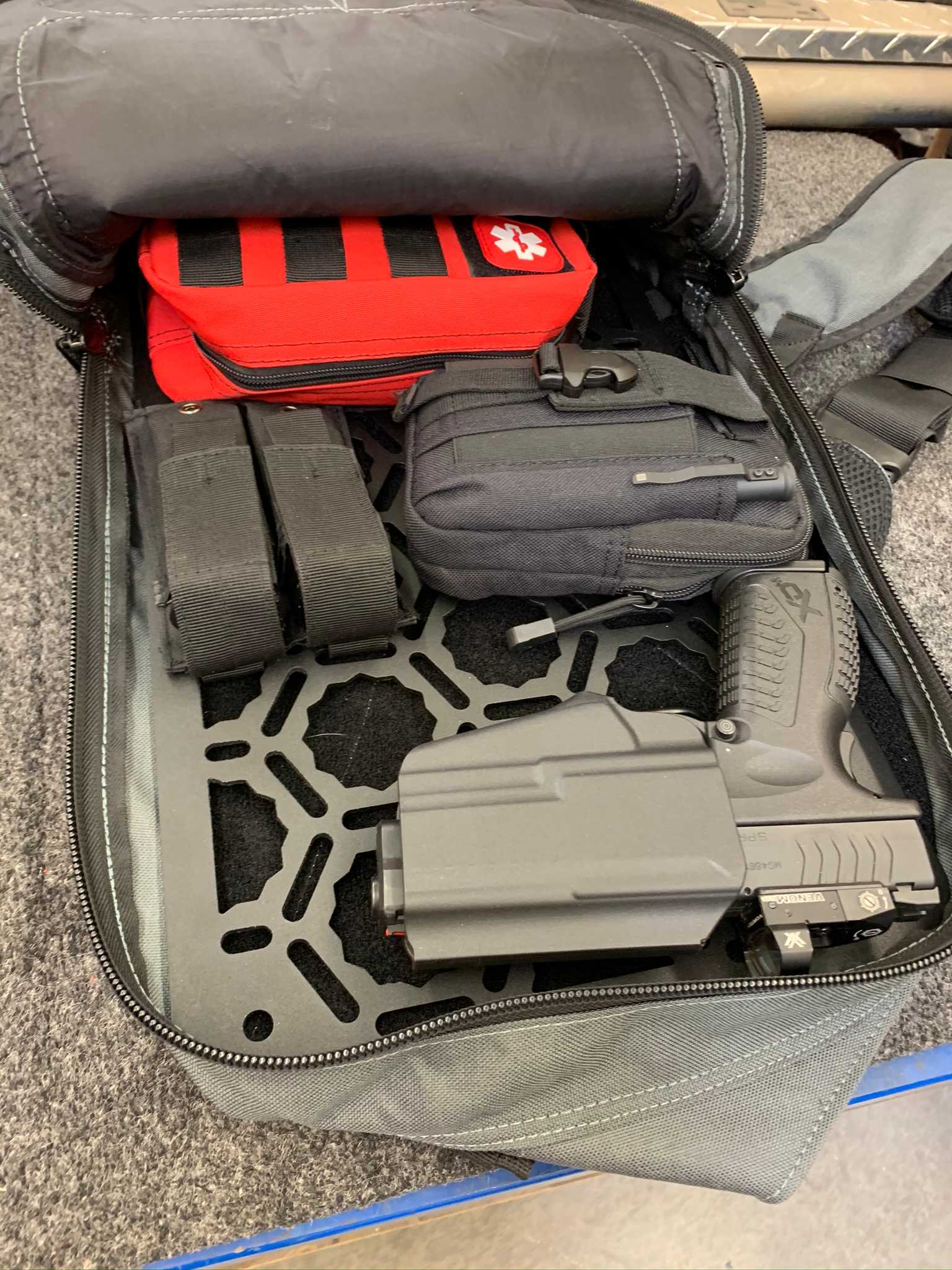 Backpack Insert Panel kit - with pistol holder, first aid kit, dual ma ...