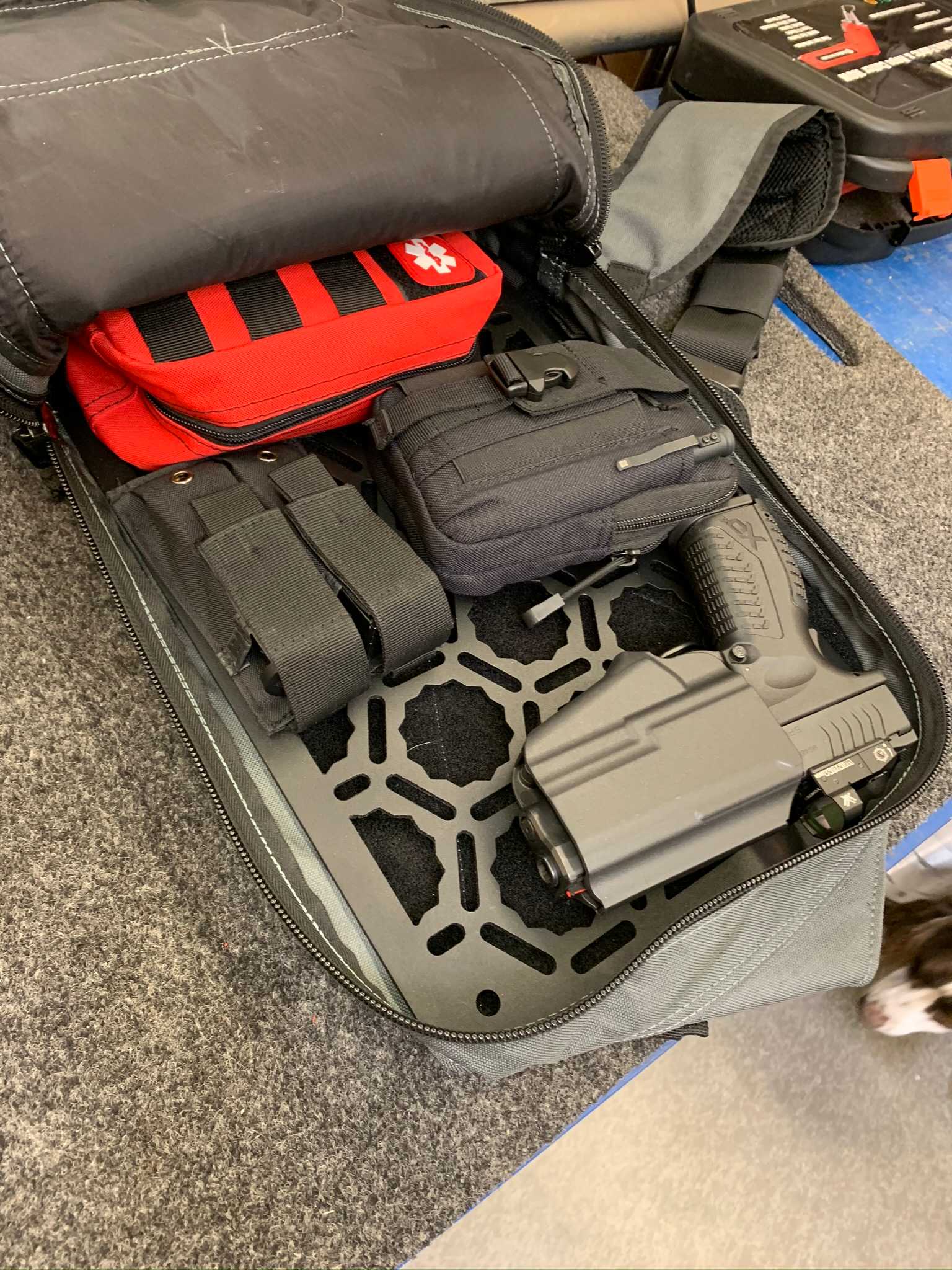 Backpack Insert Panel kit - with pistol holder, first aid kit, dual ma ...