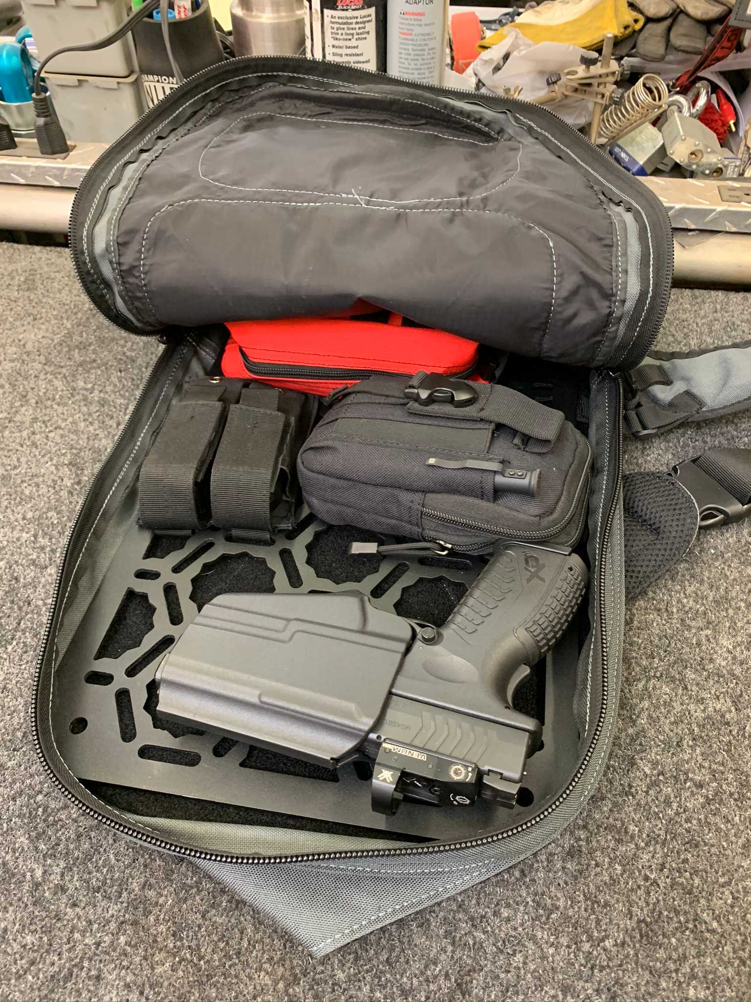 Backpack Insert Panel kit - with pistol holder, first aid kit, dual ma ...