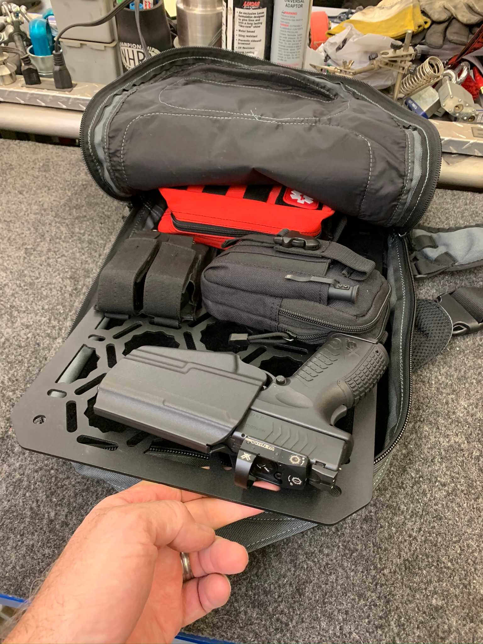 Backpack Insert Panel kit - with pistol holder, first aid kit, dual ma ...