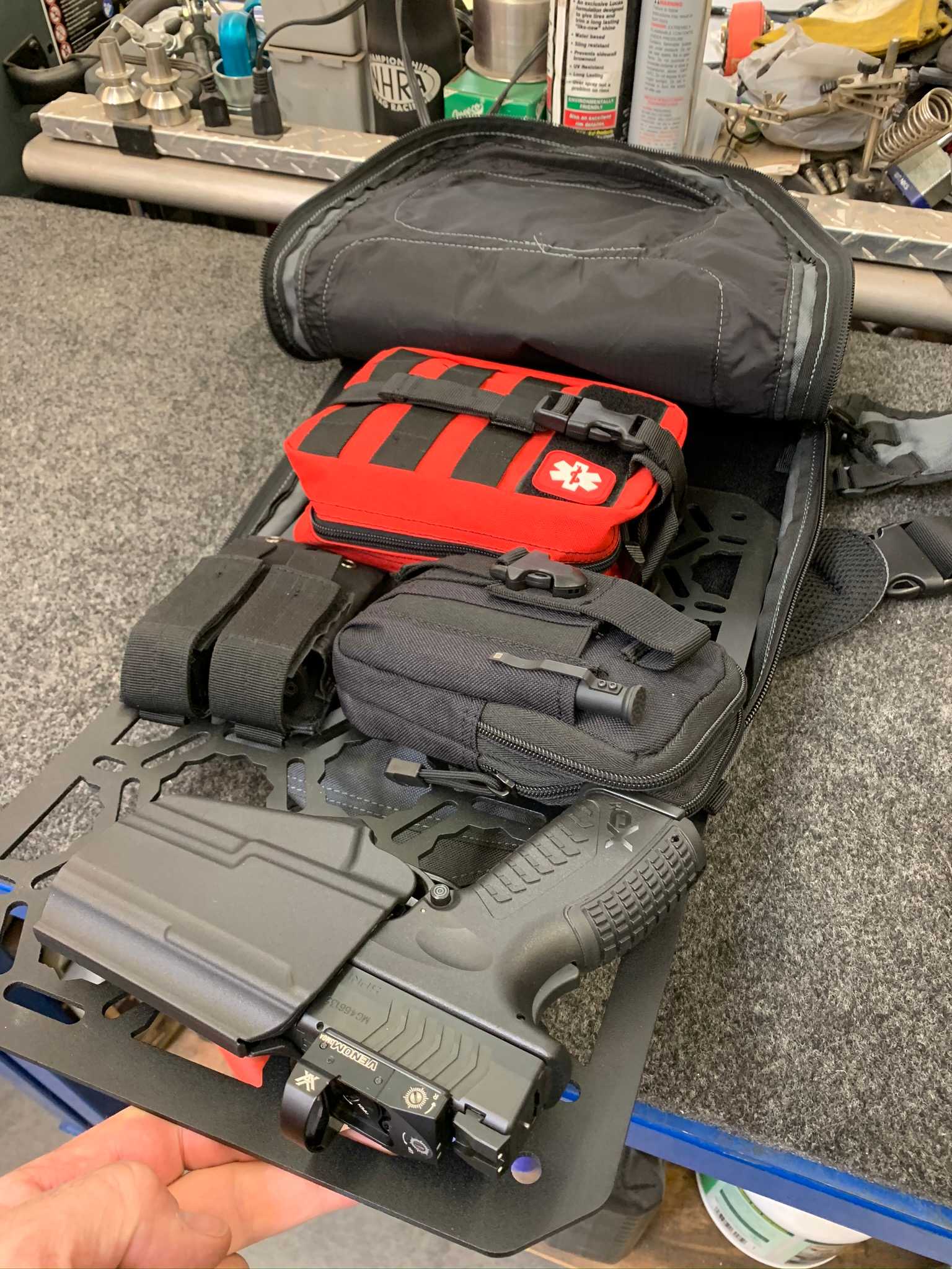 Backpack Insert Panel kit - with pistol holder, first aid kit, dual ma ...